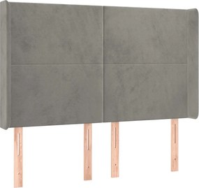 Box spring postel s matrací a LED světle šedá 140x200 cm samet 3139445