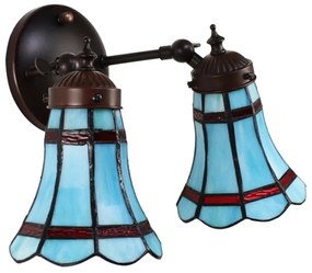 Nástěnná Tiffany lampa 2 stínidla červené pruhy RedLine – 30x23x23 cm