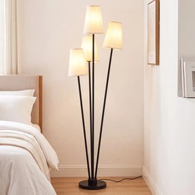 Costway 4-plamenová stojací lampa s nožním spínačem a 4 stínidla Moderní stojací