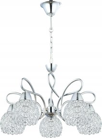 Závěsná křišťálová lustrová lampa Crystal I 5xE27 křišťály, stínidla, chrom