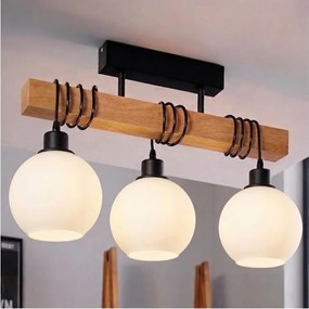 BRILAGI - Přisazený lustr WOOD GLASS 3xE27/60W/230V borovice/černá/bílá