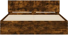 Rám postele s čelem a LED osvětlením kouřový dub 150 x 200 cm 3207606
