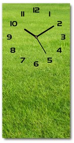 Wallmuralia Nástěnné skleněné hodiny Zelená tráva 30x60 cm