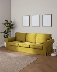 Potah na pohovku IKEA  Ektorp 3-místná, rozkládací STARÝ MODEL PIXBO barva zelená látka lesklé, sametová
