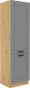 LUNA du | vysoká skříňka 60 LO-210 2F pro vestavnou lednici | 60 cm | UNI dvířka | artisan/šedá