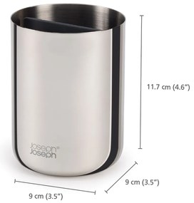 Kelímek na zubní kartáčky z nerezové oceli v leskle stříbrné barvě EasyStore Luxe – Joseph Joseph