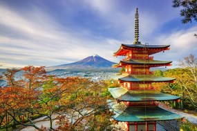 Samolepící fototapeta výhled na Chureito Pagoda a horu Fuji