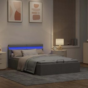 Rám postele LED úložný prostor světle šedý textil 120 x 200 cm 285608