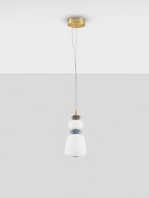 Bílé/ve zlaté barvě kovové LED stmívatelné závěsné svítidlo s porcelánovým stínidlem/se skleněným stínidlem ø 17 cm Palo – Nova Luce