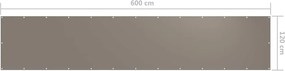 Balkónová zástěna taupe 120 x 600 cm oxfordská látka 134995