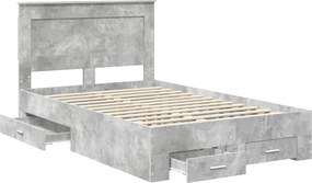 Rám postele s čelo Betonově šedá 135 x 190 cm Kompozitní dřevo 3410329