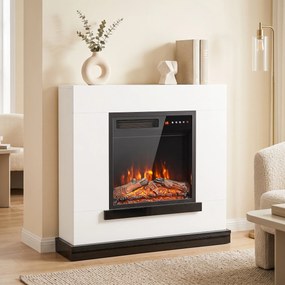 HOMCOM elektrický krb s římsou, topením a 3D efektem plamene, 80 cm, bílý