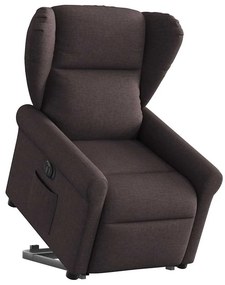 Elektrické zvedací polohovací křeslo tmavě hnědé textil 3303399