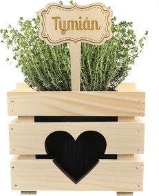 AMADEA Dřevěný zápich - cedulka na bylinky Tymián, výška 20 cm, český výrobek