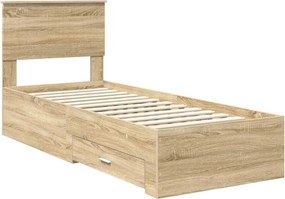 Rám postele Sonoma dub a stříbrná 75 x 190 cm Kompozitní dřevo 3410960