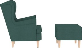 Křeslo s podnožkou tmavě zelené textil 3307994