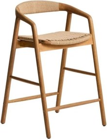 Barová židle s područkami z dubového dřeva v přírodní barvě (výška sedáku 65 cm) Derile – Kave Home