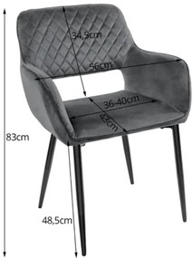 Sametová židle Lisbon šedá