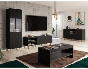 Sestava nábytku do obývacího pokoje Sinenko I, Barva: černý / černý + zlatý