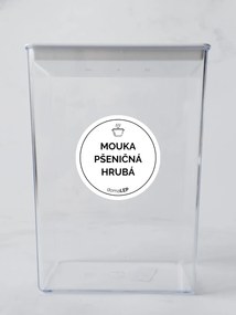 MOUKA PŠENIČNÁ HRUBÁ - omyvatelná samolepka na dózu, výběr rozměrů Ø 5 cm / 5 x 5 cm / 6 x 8 cm | DomaLEP