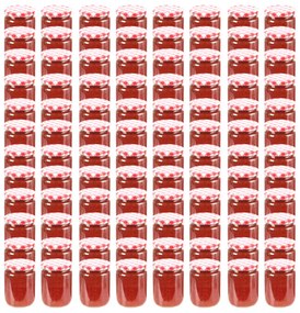 Zavařovací sklenice s bíločervenými víčky 96 ks 230 ml - Default Title