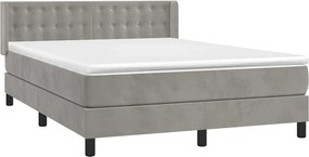 Box spring postel s matrací světle šedá 140x190 cm samet 3131195