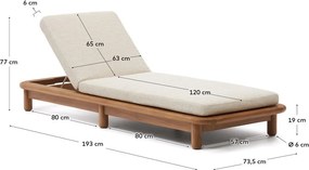 Dřevěné zahradní lehátko v bílo-přírodní barvě Turqueta – Kave Home