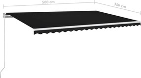 vidaXL Marketos Ručně zatahovací markýza 500 x 350 cm antracitová