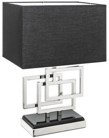 Moebel Living Stříbrná kovová stolní lampa s černým stínidlem Madis 56 cm