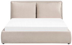 Sametová postel s úložným prostorem 160 x 200 cm béžová BAJONNA Beliani