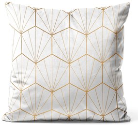 Dekorační velurový polštář Šestiúhelníková symetrie - abstraktní geometrie ve stylu art deco