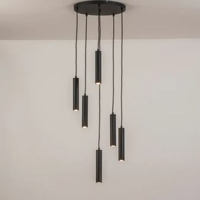 Závěsné minimalistické černé svítidlo nad jídelní stůl Gianta Nero Round 6