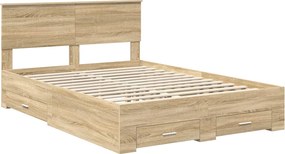 Rám postele s čelo Dub sonoma 135 x 190 cm Kompozitní dřevo 3410906