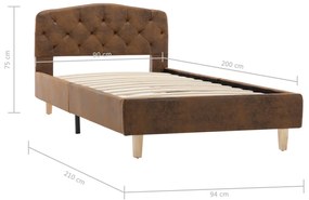 vidaXL Marketos Rám postele hnědý umělá broušená kůže 90 x 200 cm