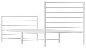 Kovový rám postele s hlavovým a nožním čelem bílý 80 x 200 cm - Default Title