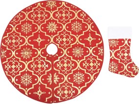 Luxusní vánoční sukně s ponožkou červená 122 cm látková 330276