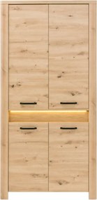 Skříň čtyřdveřová s led osvětlením Moris 96x200x60 cm Dub artisan