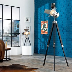 Bighome - Stojací lampa HOLLY, 145cm – černá, stříbrná