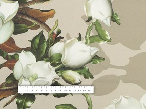 Biante Dekorační závěs TF-063 Květy gardénie na hnědobéžovém 140x170 cm