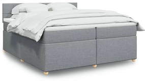 Box spring postel s matrací světle šedá 200 x 200 cm textil