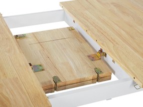 Rozkládací jídelní stůl 120/150 x 80 cm světlé dřevo s bílou HOUSTON Beliani