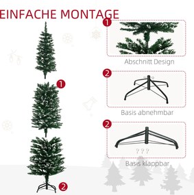 HOMCOM Vánoční stromek 190 cm, vysoce realistický, 570 větviček, nehořlavý, stabilní podstavec, zelená