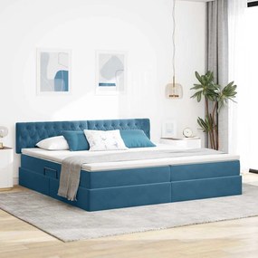 Postel s úložným prostorem Tmavě modrá 200 x 200 cm samet 3370843