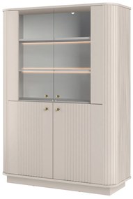 Vitrína Vesper 103 cm - kašmírová / zlaté úchytky