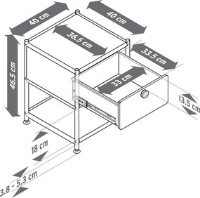 Tchibo - Kovový odkládací stolek »Cn3« s 1 zásuvkou