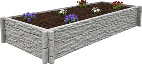 Báča Beton Betonový vyvýšený záhon - štípaný kámen 200 x 136 cm Výška záhonu: 50 cm, Barva záhonu: Přírodní šedá