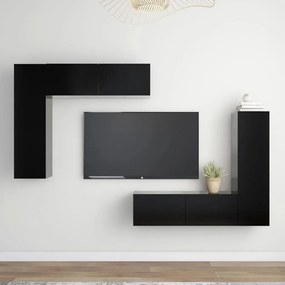 vidaXL 4dílný set TV skříněk dřevotříska [3078690] Barva: bílá s vysokým leskem