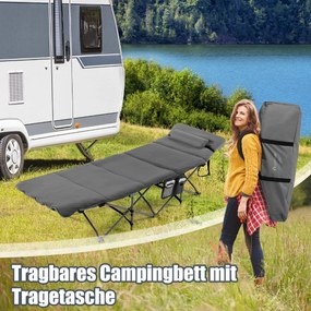 Costway Campingová postel skládací kempingová s matrací 185 cm x 65 cm x 41