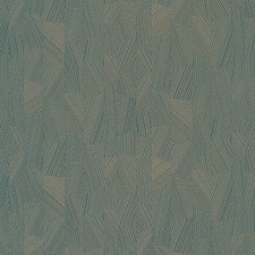 Geometrická modrá vliesová tapeta se zlatými odlesky MU3006 Muse, Grandeco