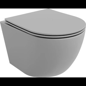 Mexen Lena WC mísa Rimless s WC deskou slim, duroplast, světle šedá matná, 30224061